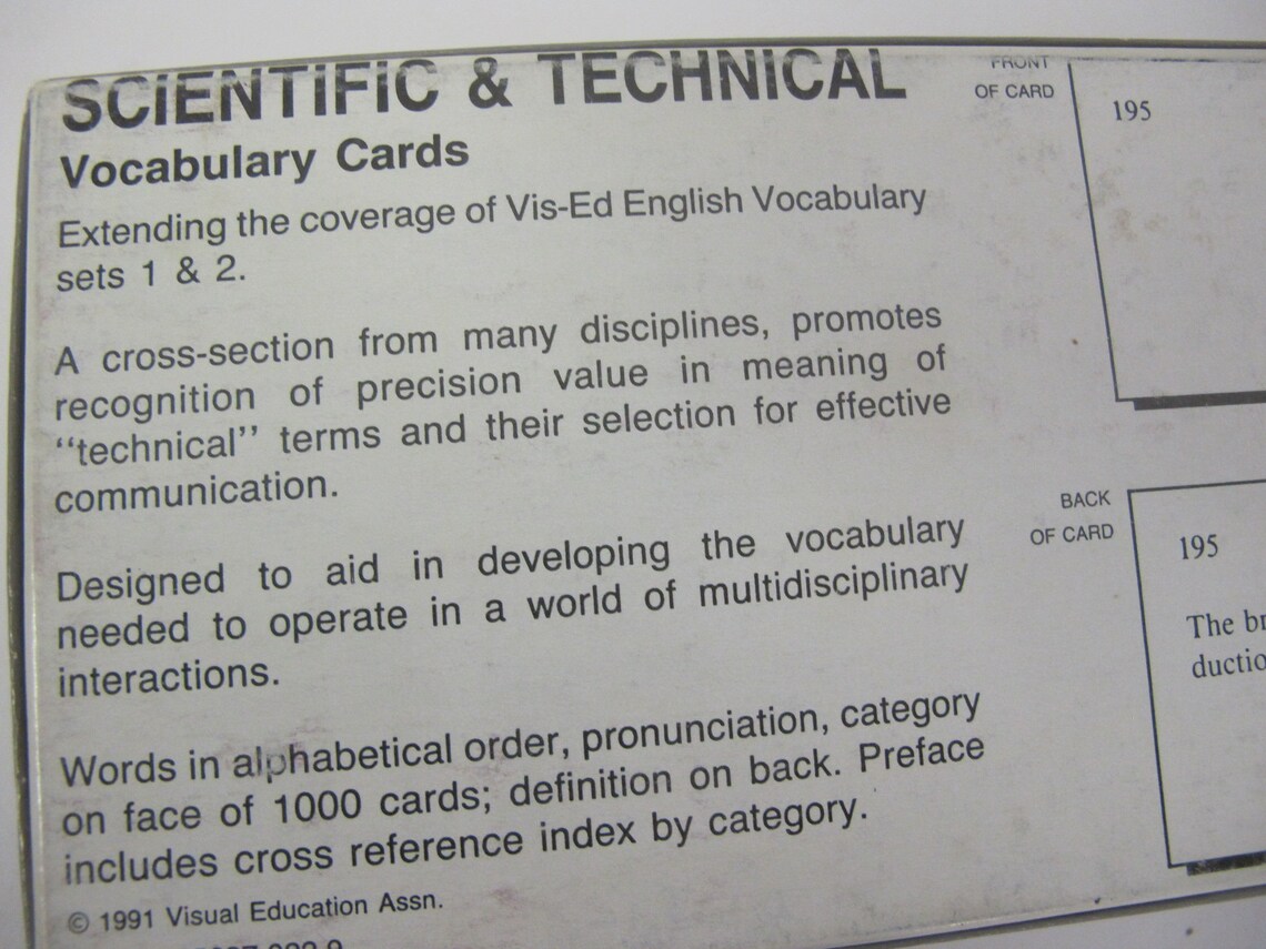 Vintage Flashcards English Scientific and Technical Flashcards - Etsy