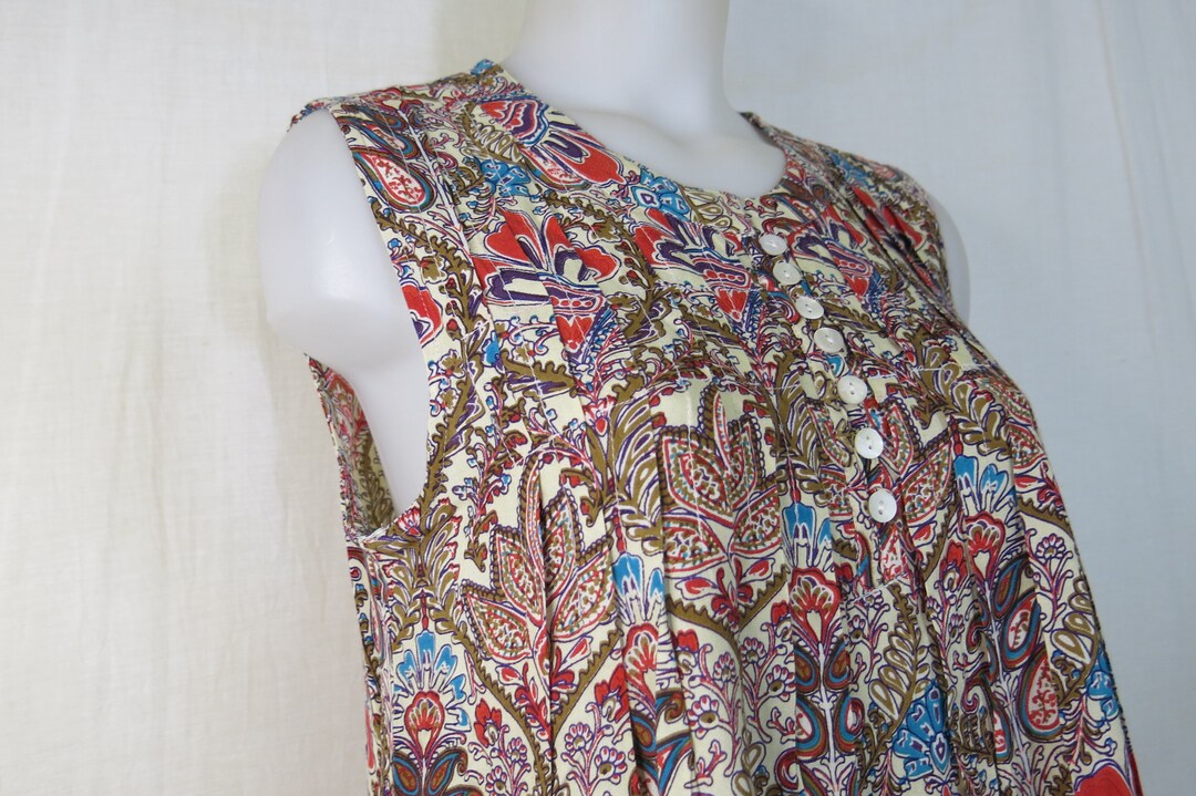 Summer Sleeveless Dress Peasant House Dress Hippie Sundress Dress Rayon ...