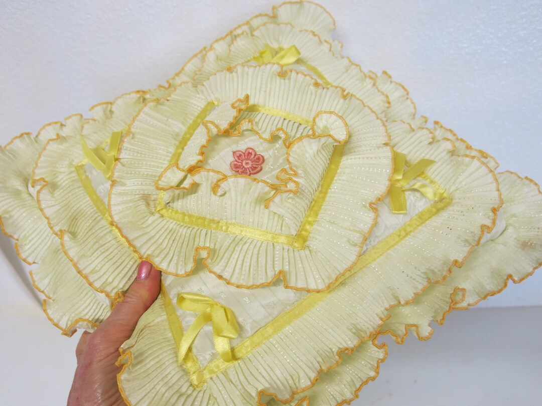 Boudoir Bedroom Pillow Satin and Lace Pillow Lemon Meringue Yellow ...