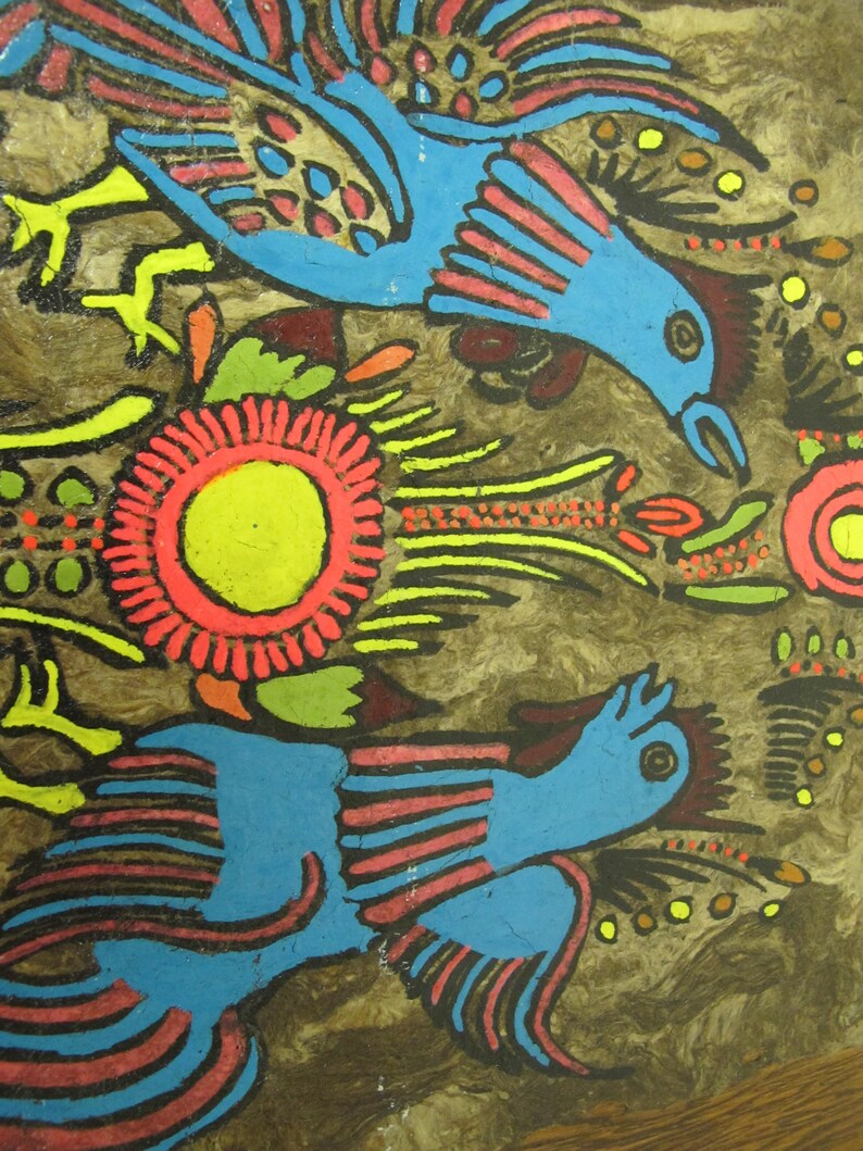 Amate Mexican Bark Painting Folk Art Bird Painting Tree of - Etsy