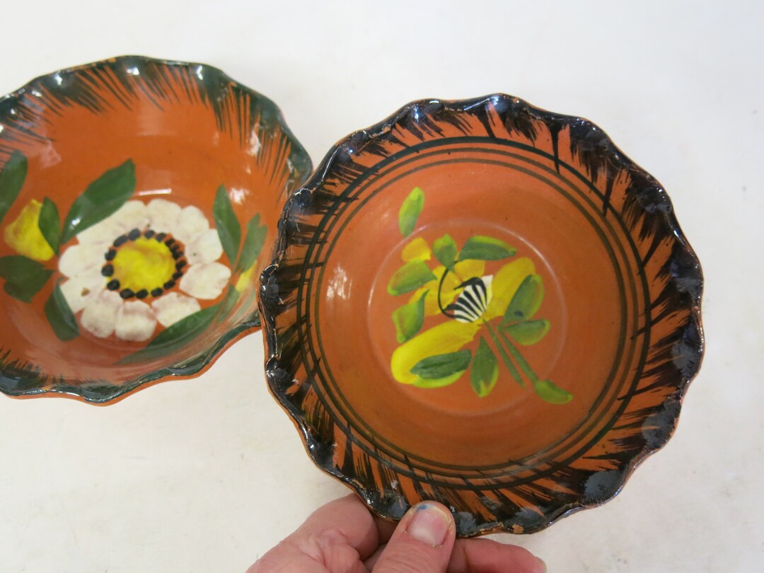 Mexican Pottery Bowls Redware Pottery Set of 2 - Etsy