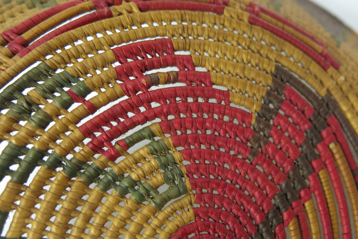 Antique Native American Basket Tray Polychrome Southwest - Etsy