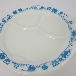 PYREX Children's Milk Glass Train Divided Plate 9.5” Diameter. . - Etsy