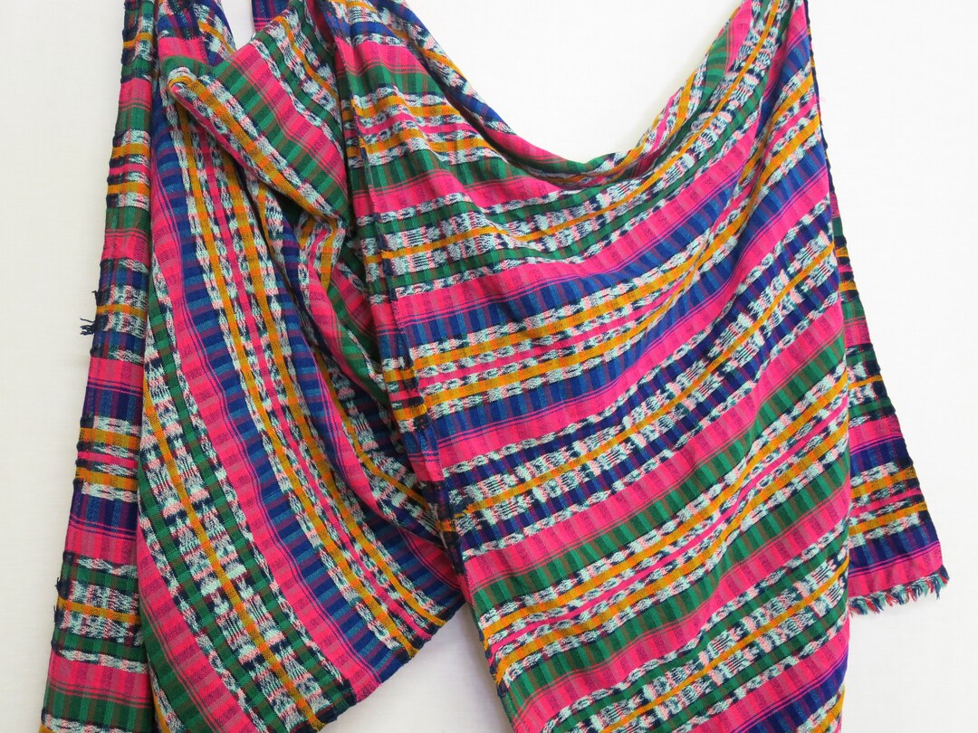 Guatemalan Tablecloth Woven Cotton Runner Shawl Central American Ikat ...