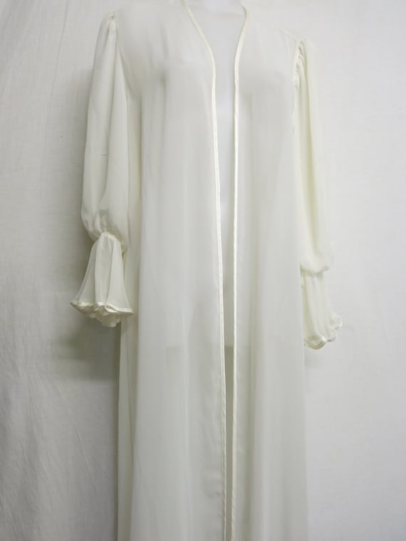 Chiffon Robe Long White Peignoir Sheer Robe Vintage … - Gem