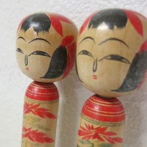 Japanese Wood Dolls Set of 2 Carved Wood Doll Japan Kokeshi Mid Century ...