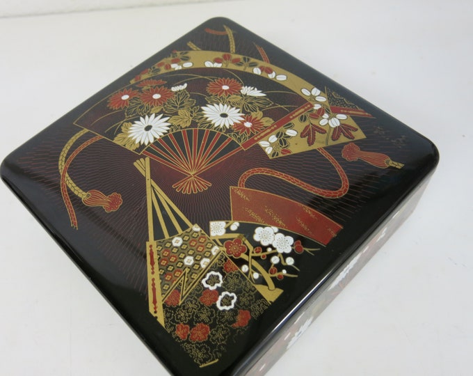 Japanese Lacquerware Box Black Lacquer Covered Box - Etsy