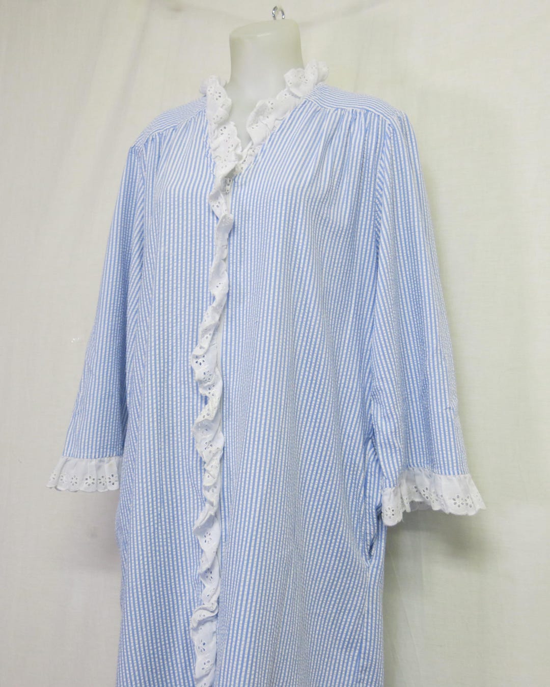 Seersucker Robe Housecoat House Dress Summer Robe Large Long - Etsy