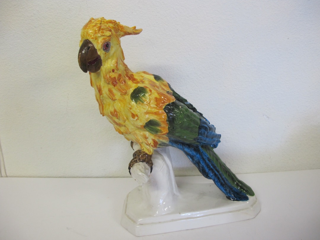 Mid Century Italian Majolica Cockatiel Parrot Pottery Figurine - Etsy