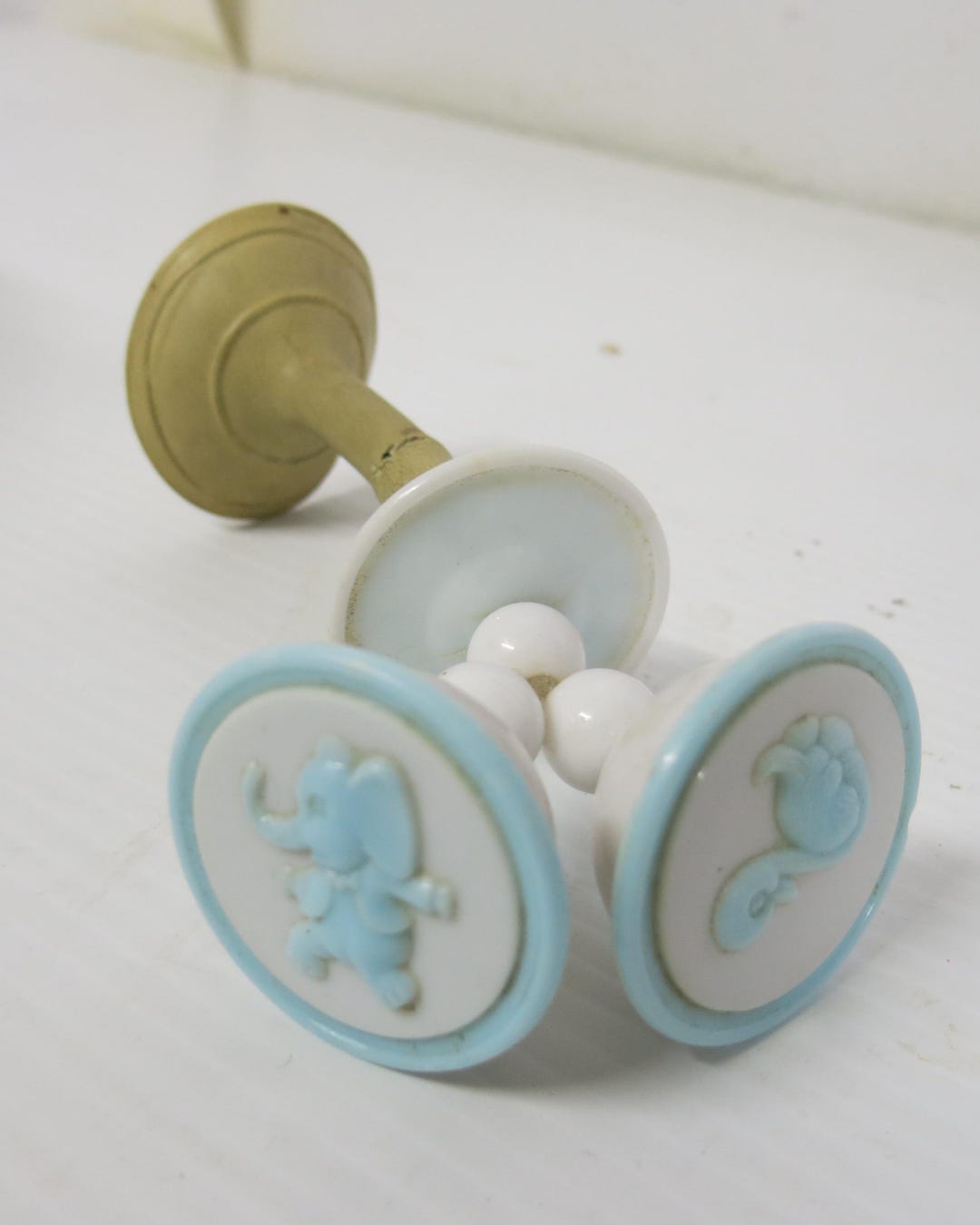 Celluloid Baby Rattle Elephant and Duck on Rubber Base - Etsy