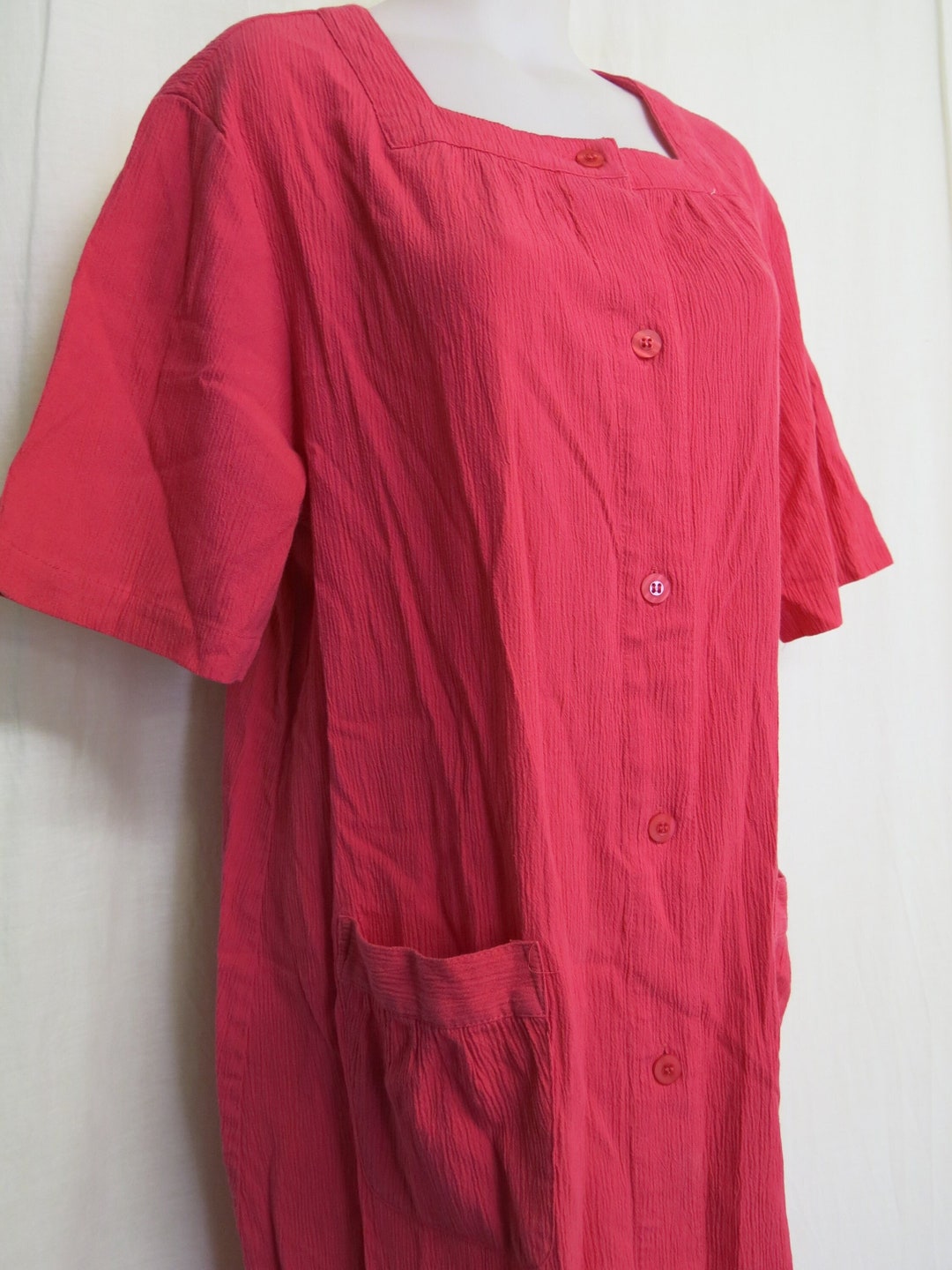 Crinkle Cotton House Dress XL Tent Tog Shop Magenta NWOT - Etsy