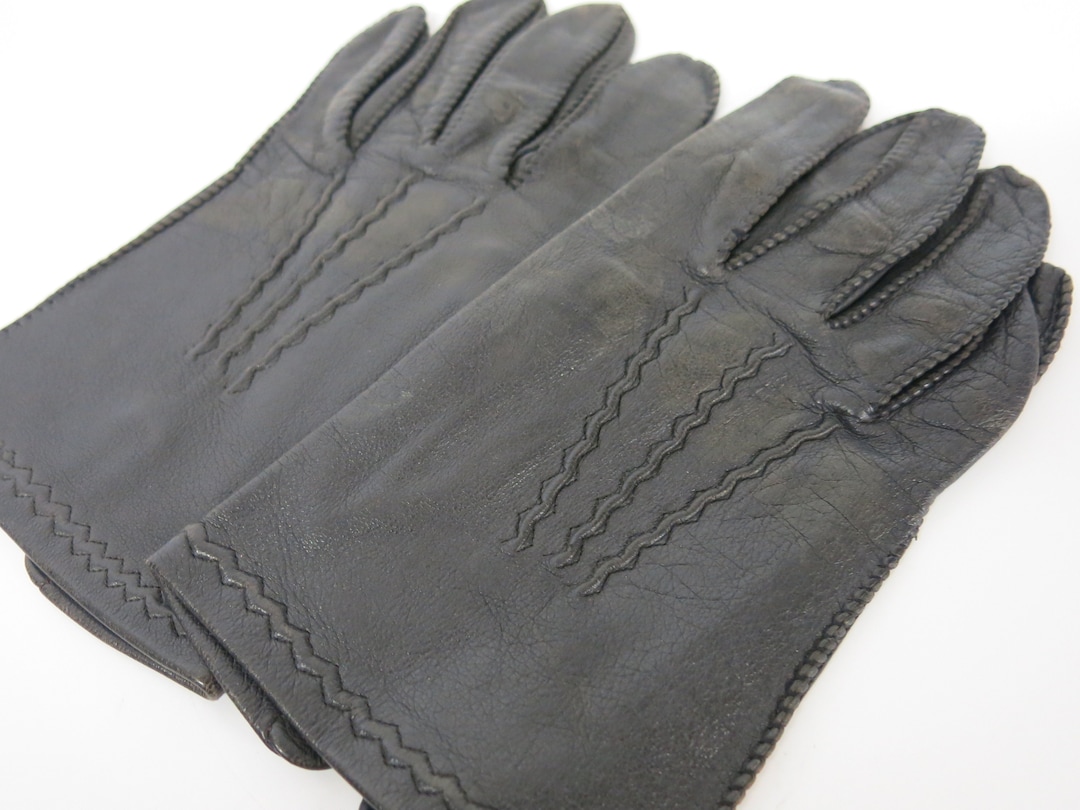 Vintage Men's Leather Gloves Black Leather Gloves 1970's Gloves Medium ...