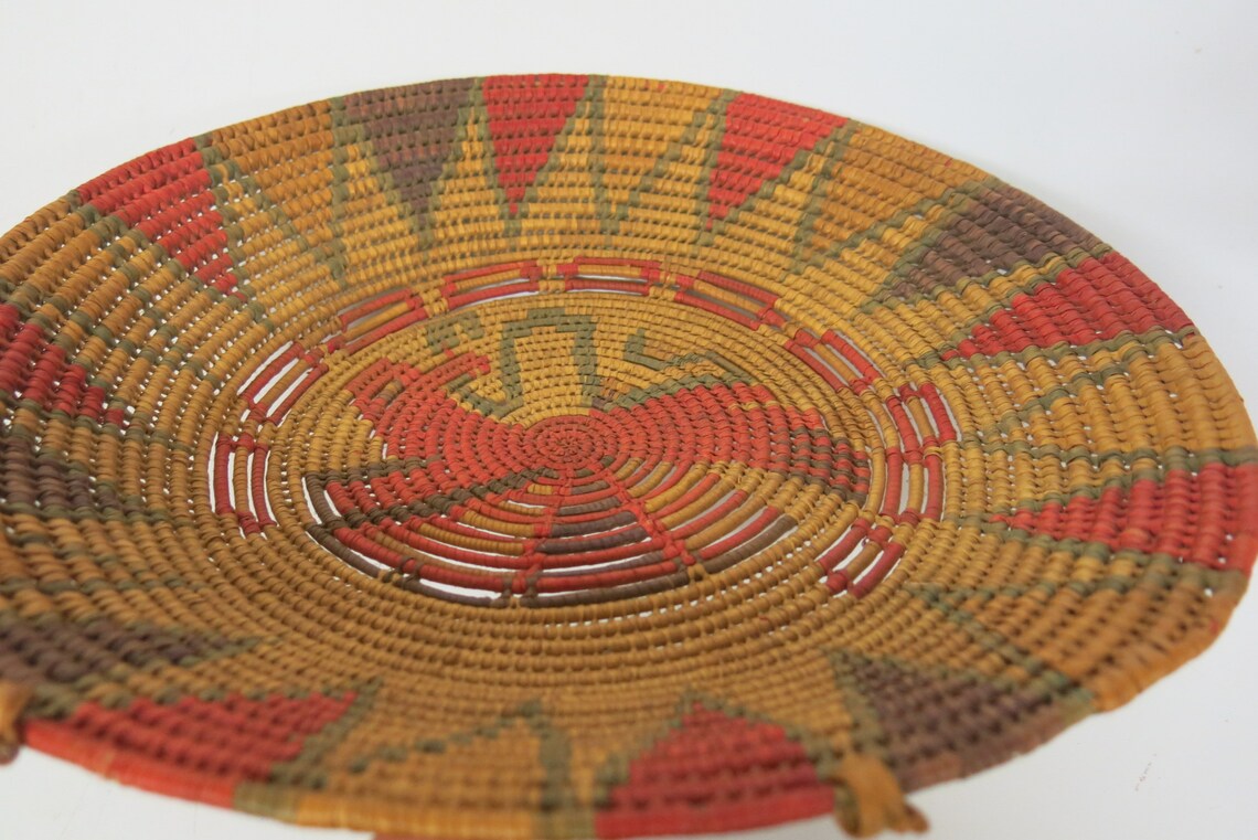Antique Native American Basket Tray Polychrome Southwest - Etsy