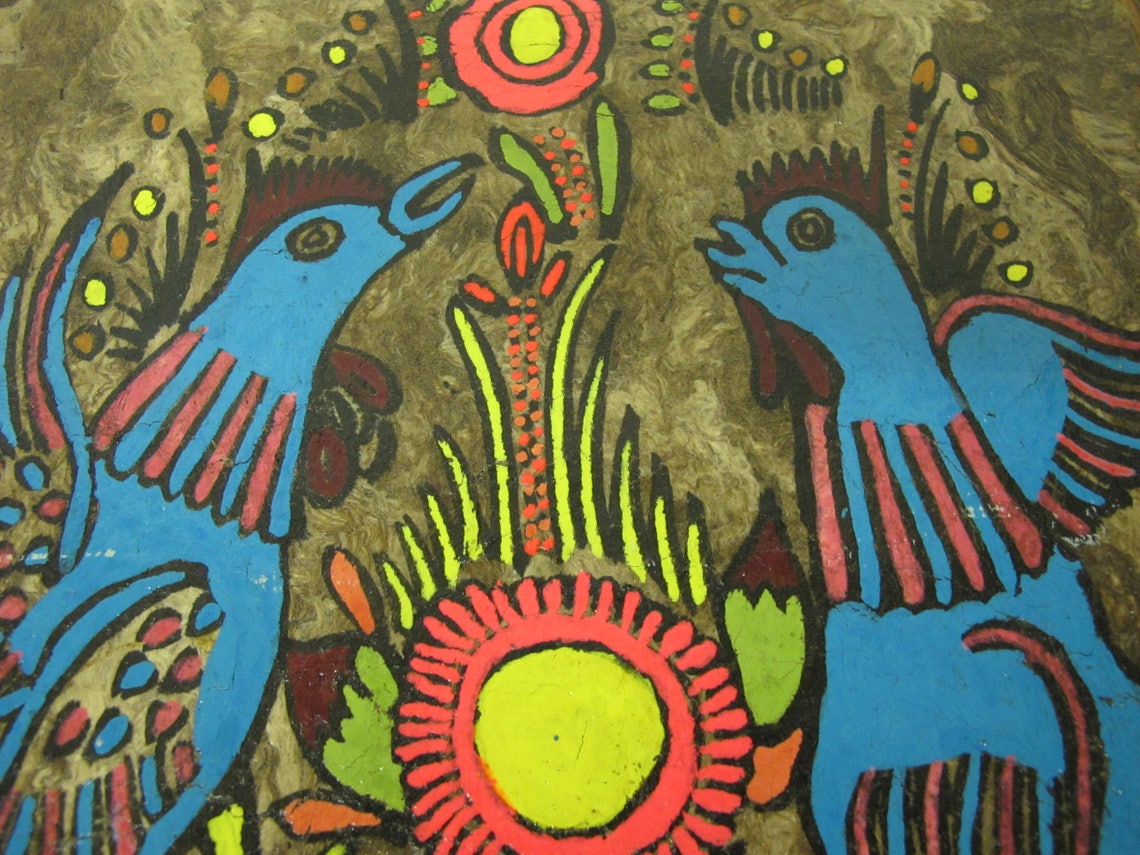 Amate Mexican Bark Painting Folk Art Bird Painting Tree of Life - Etsy