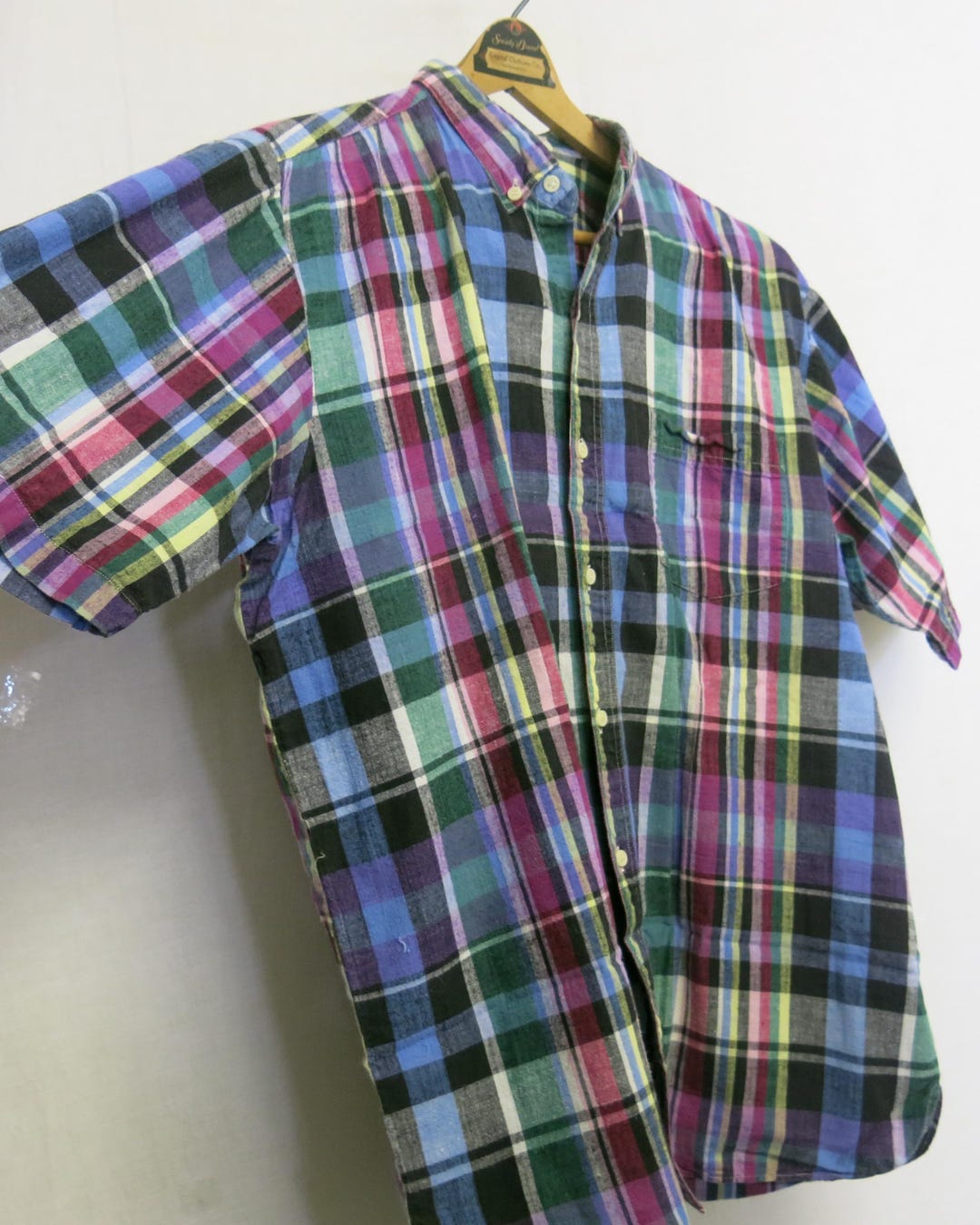 Madras Plaid Cotton Shirt Indian Madras Shirt Vintage Large - Etsy