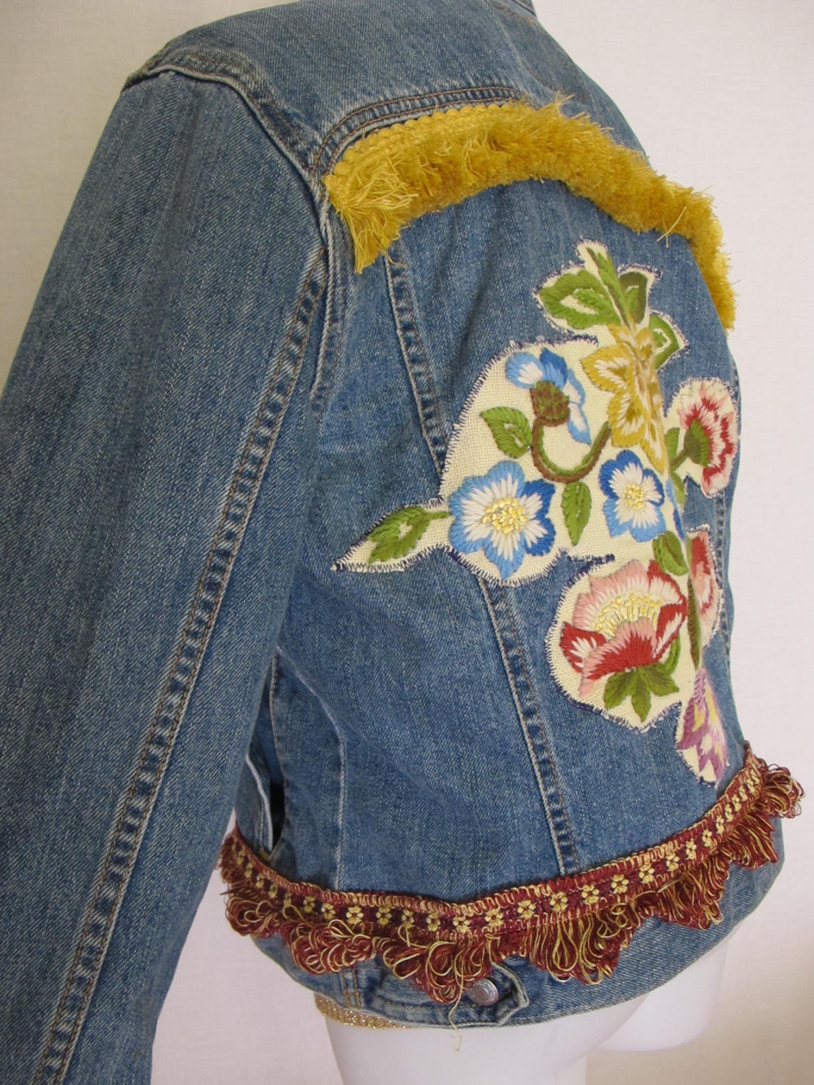 Embroidered Jean Jacket Levi Jacket OOAK Denim Jacket - Etsy