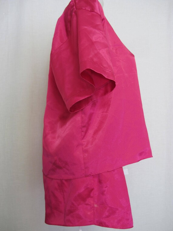 Satin Pajamas Baby Doll Tap Pants Magenta Short Satin… - Gem
