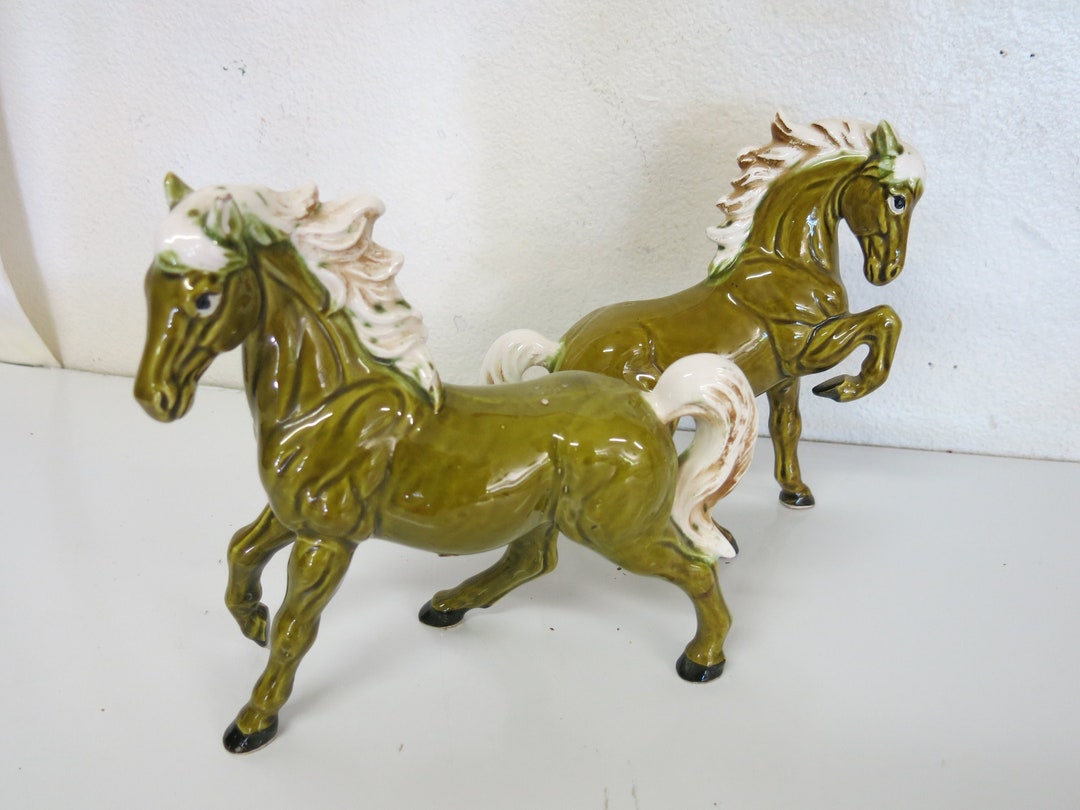 Vintage Ceramic Horses Figurines Mid Century Made in Japan Palomino ...