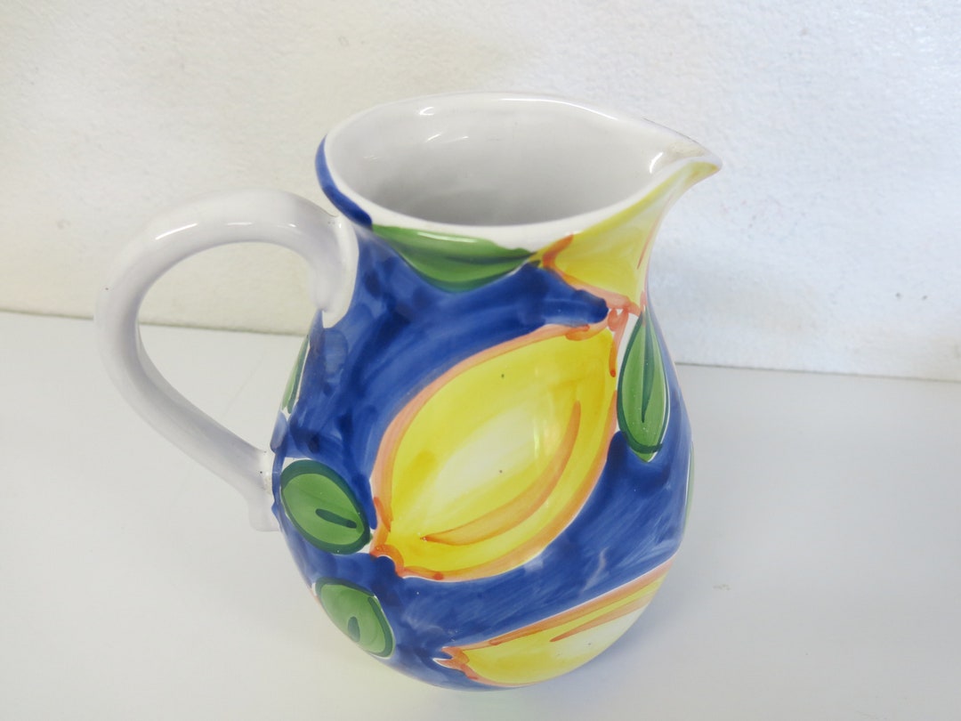 Mid Century Modern Lemon Pottery Italy Pottery Pitcher Italian Artisan ...