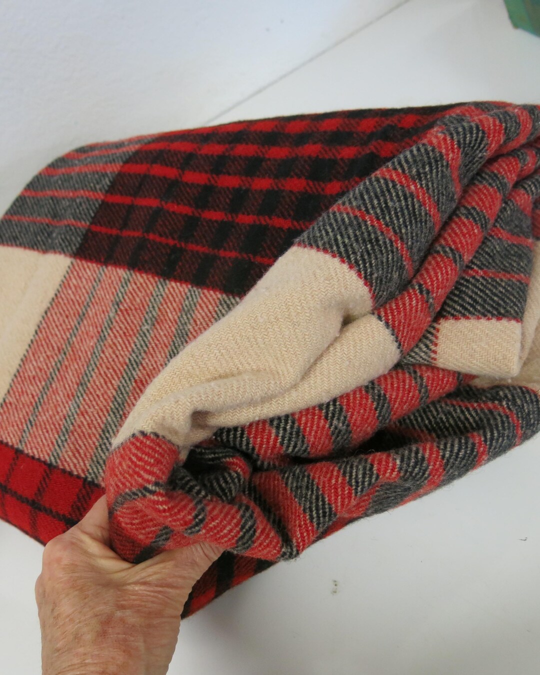Vintage Plaid Stadium Blanket Red Plaid Wool Blanket Lap Blanket 1950's ...