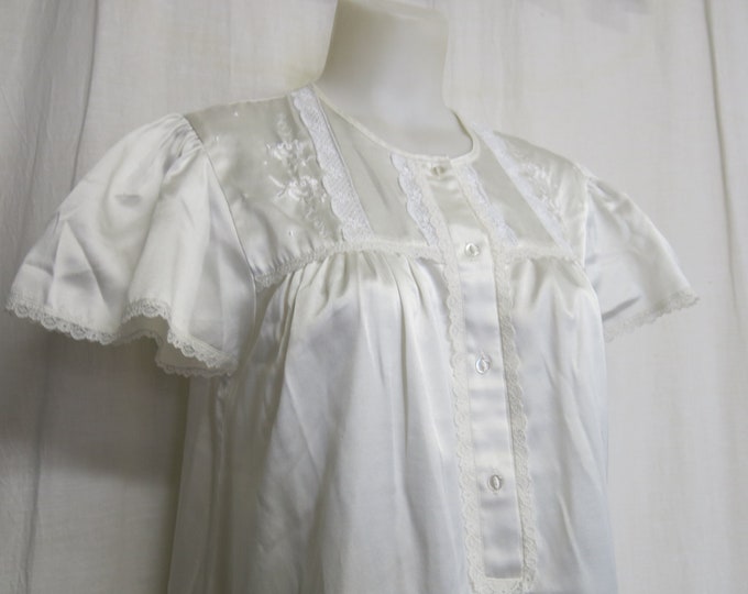 Old Fashioned Satin Nightgown White Nightgown Small Cotton Lined - Etsy