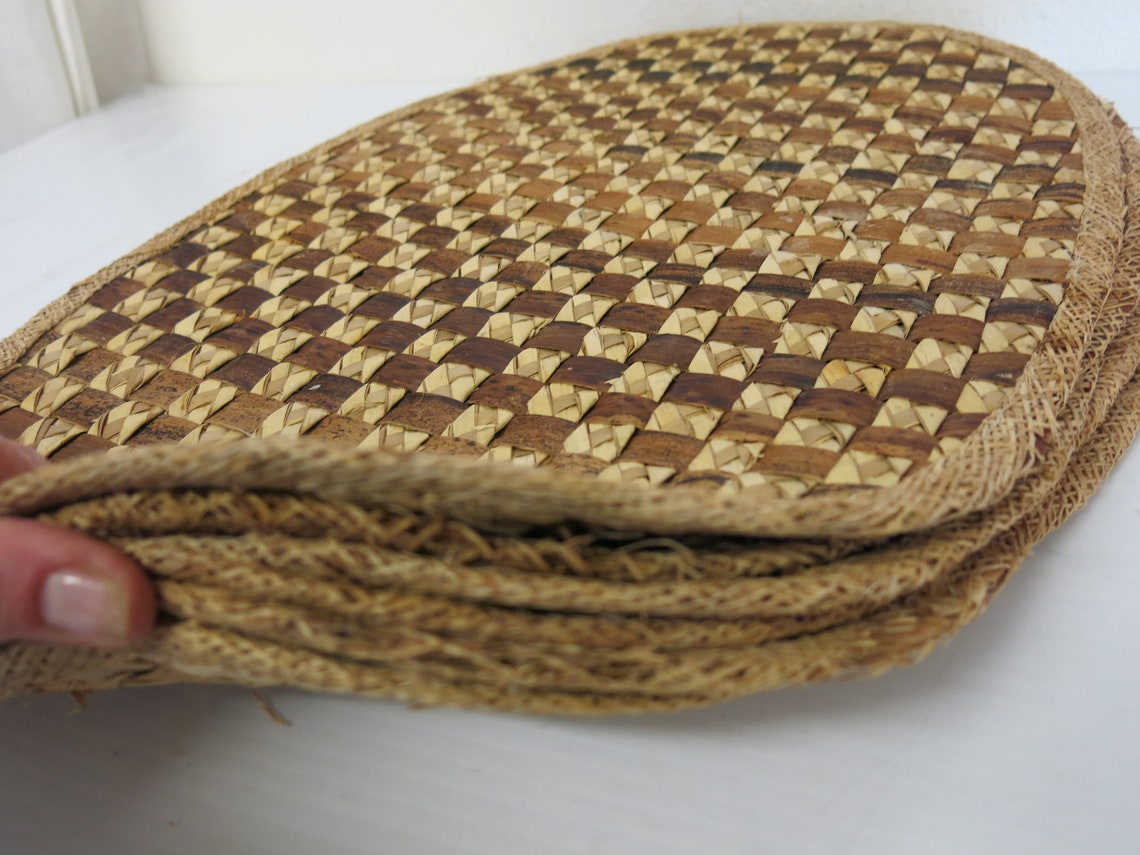 Straw Placemats Woven Palm Sisal Placemats 1960 Placemats Set - Etsy