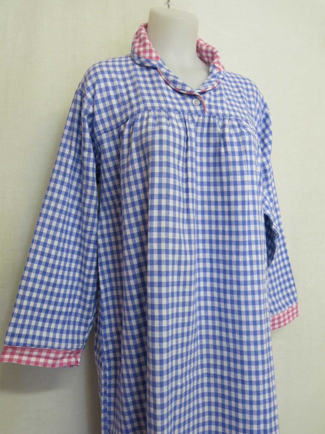 Cotton House Dress House Coat Checked Country Casual S/M - Etsy