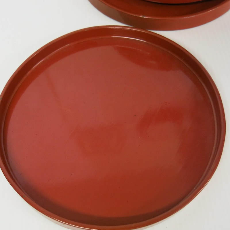 Red Round Lacquer Tray - Etsy