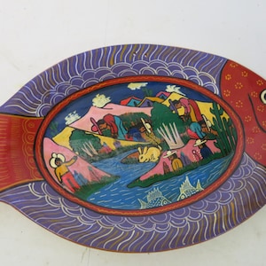 Mexican Pottery Plate Redware Pottery Platter Fish - Etsy