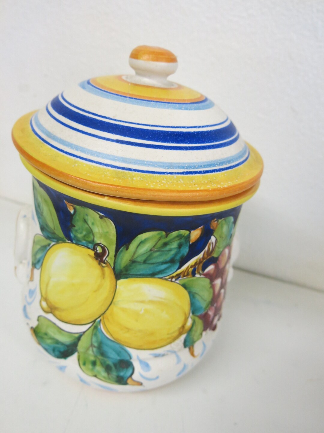 Deruta Italian Canister Lemons Sugar Flour Tea Canister White Yellow ...