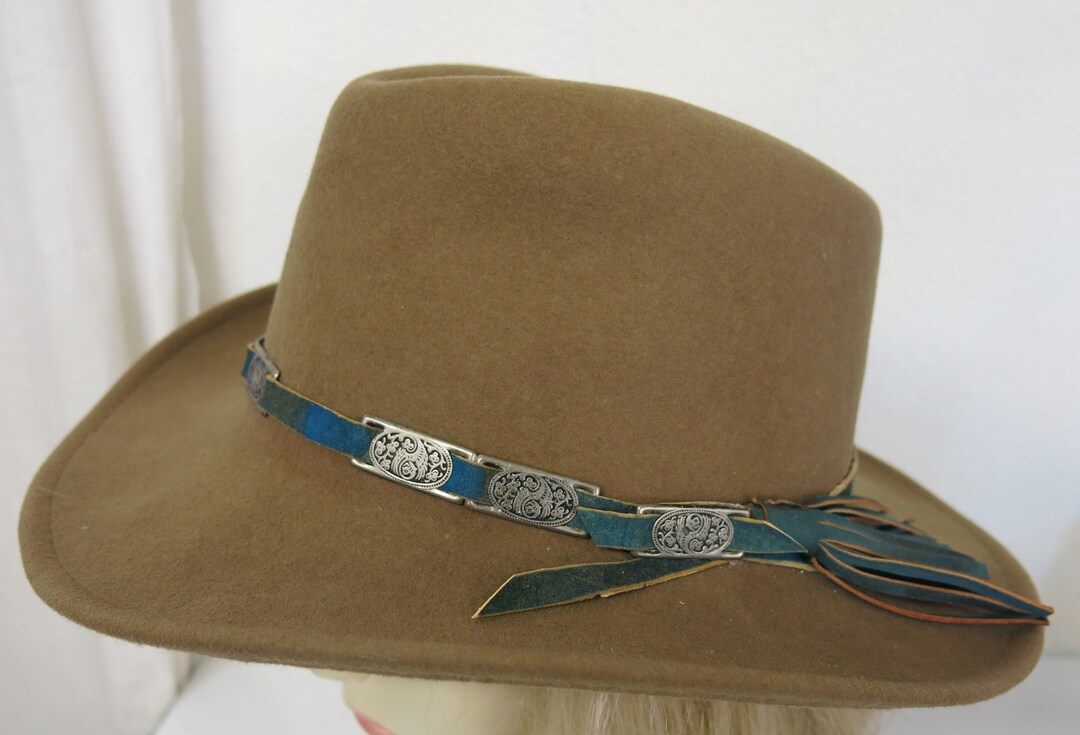 Vintage Cowboy Hat Brown Wool Cowboy Art Deco Hat Band XL - Etsy