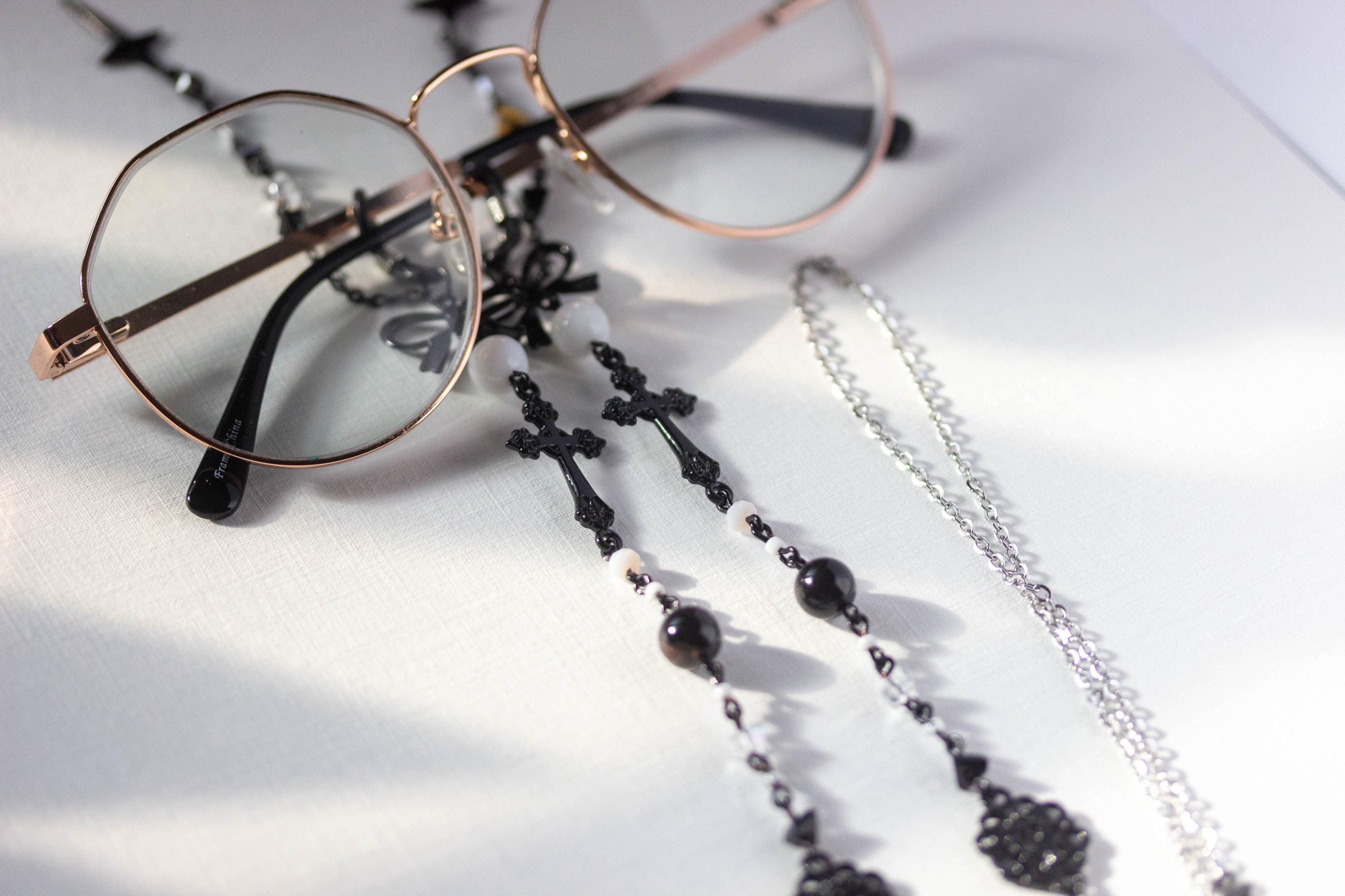 Gothic Glasses Chain: Skully J. Graves Inspired, Black & White Charms ...