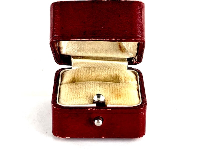 Antique Victorian Leatherette Ring Box Push Button Red Burgundy Diamond ...