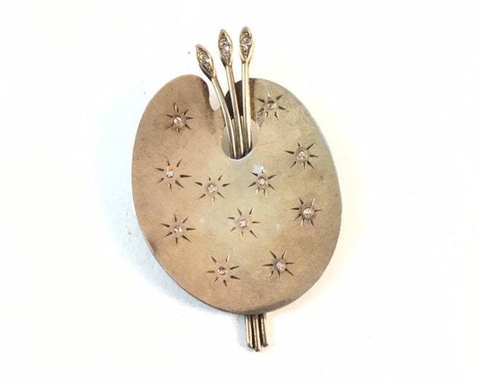 Vintage Tavani Sterling Silver Brooch Rhinestone Artist Painters ...
