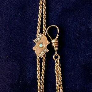 Vintage OPAL Slide Chain Necklace Victorian Gold Filled Lorgnette ...