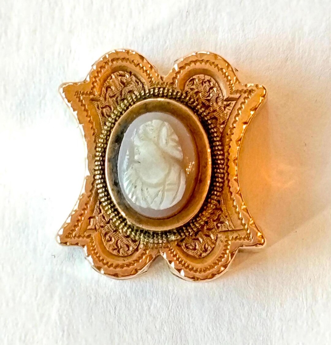 Vintage Cameo Slide for Chain Necklace Victorian Gold Filled Large ...