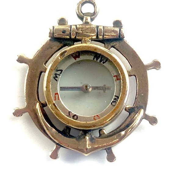 Vintage Compass Pocket Watch Fob Victorian Boat Wheel… - Gem