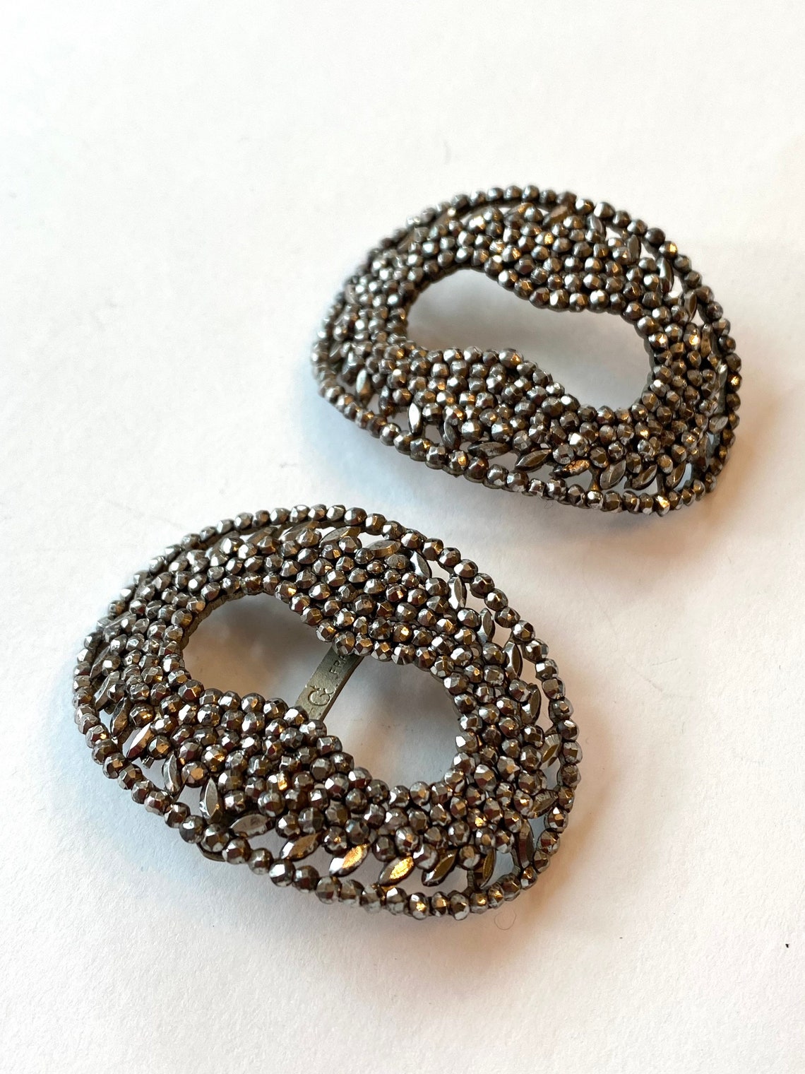 Antique French Cut Steel Shoe Buckle Pair Victorian Silver - Etsy