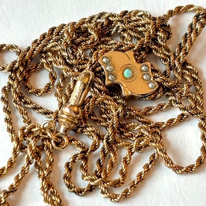 Vintage OPAL Slide Chain Necklace Victorian Gold Filled Lorgnette ...