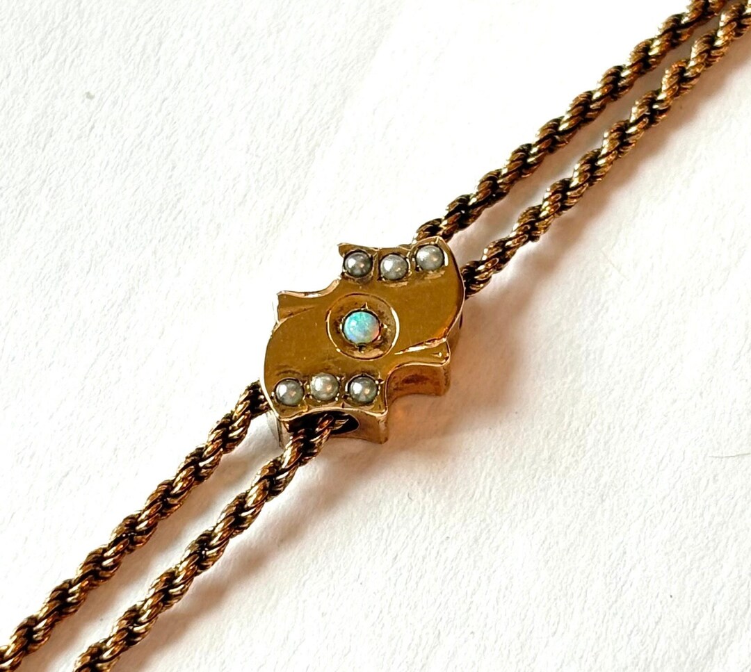 Vintage OPAL Slide Chain Necklace Victorian Gold Filled Lorgnette ...