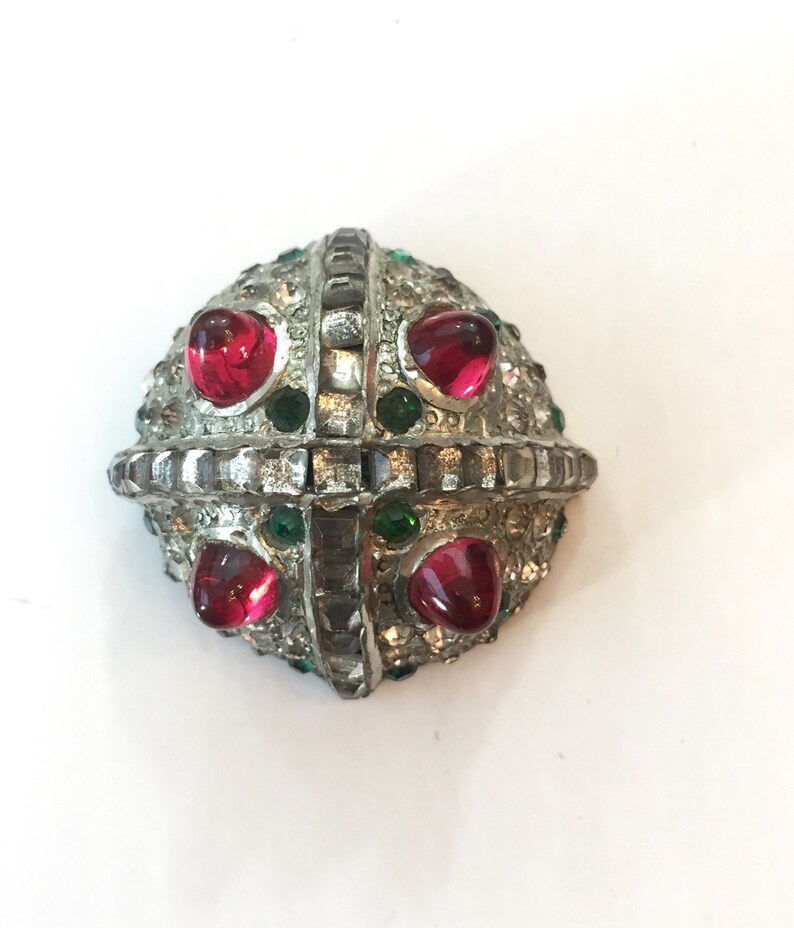 Vintage Art Deco Paste Dress Clip Antique Red Bullet Glass - Etsy