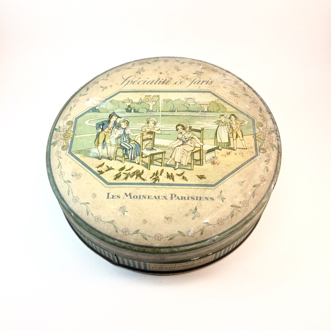 Vintage French Chocolate Tin Antique Paris France Metal Litho Bonbon ...