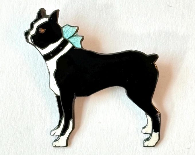 Vintage Boston Terrier Enamel Dog Pin 1930s Art Deco French Bulldog or ...