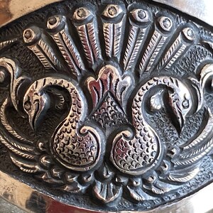 Antique 800 Silver Peacock Large Repousse Cuff Bracelet Asian Art Deco ...