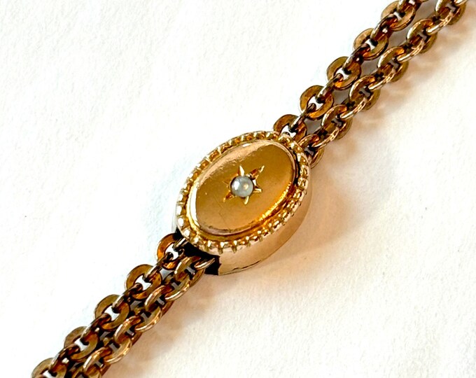 Vintage Victorian Slide Chain Necklace Antique Gold Filled Pearl ...