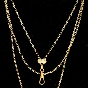 Vintage OPAL Slide Chain Necklace Victorian Lorgnette Gold Filled Charm ...