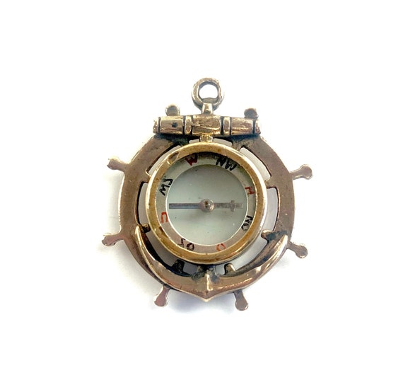 Vintage Compass Pocket Watch Fob Victorian Boat Wheel… - Gem