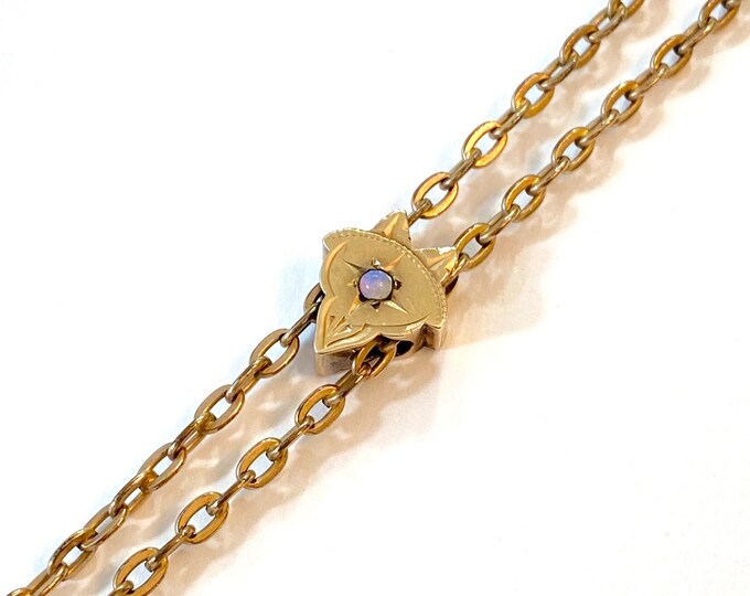 Vintage OPAL Slide Chain Necklace Victorian Gold Filled Lorgnette ...