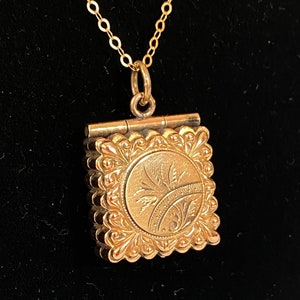 Antique Victorian Photo Locket Necklace Gold Filled Engraved Edwardian ...