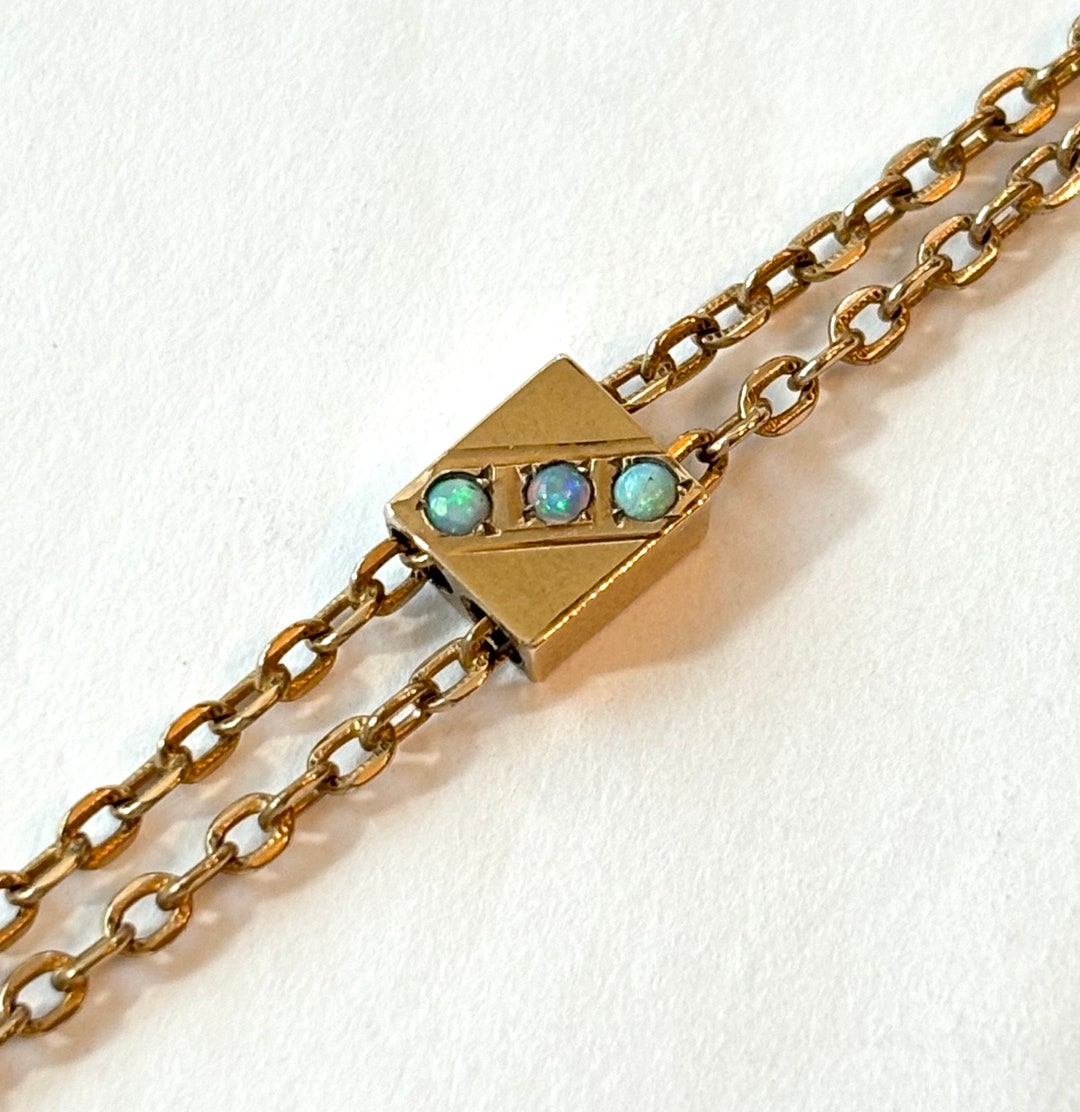 Vintage OPAL Slide Chain Necklace Victorian Gold Filled Pocket Watch ...
